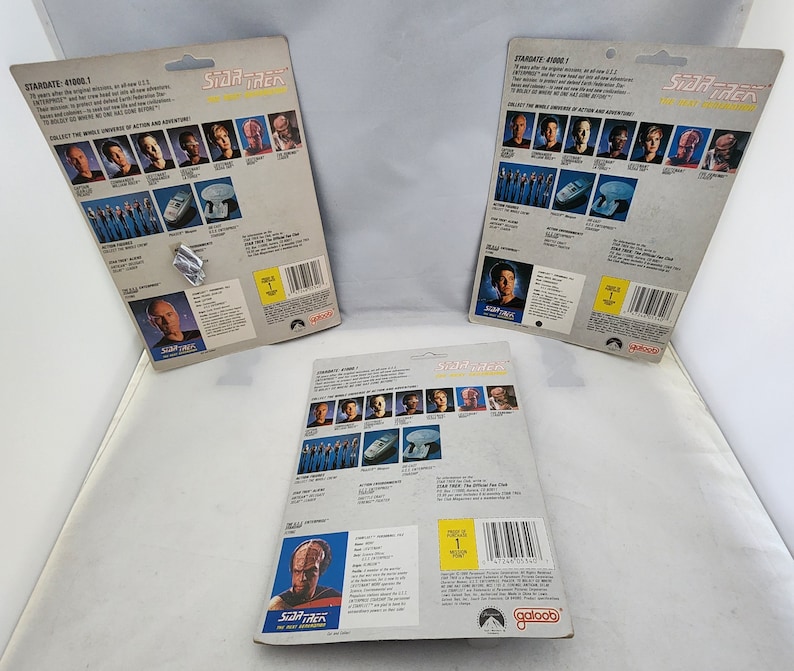 Star Trek Next Generation Galoob Lot Picard-riker-worf Action Figures ...