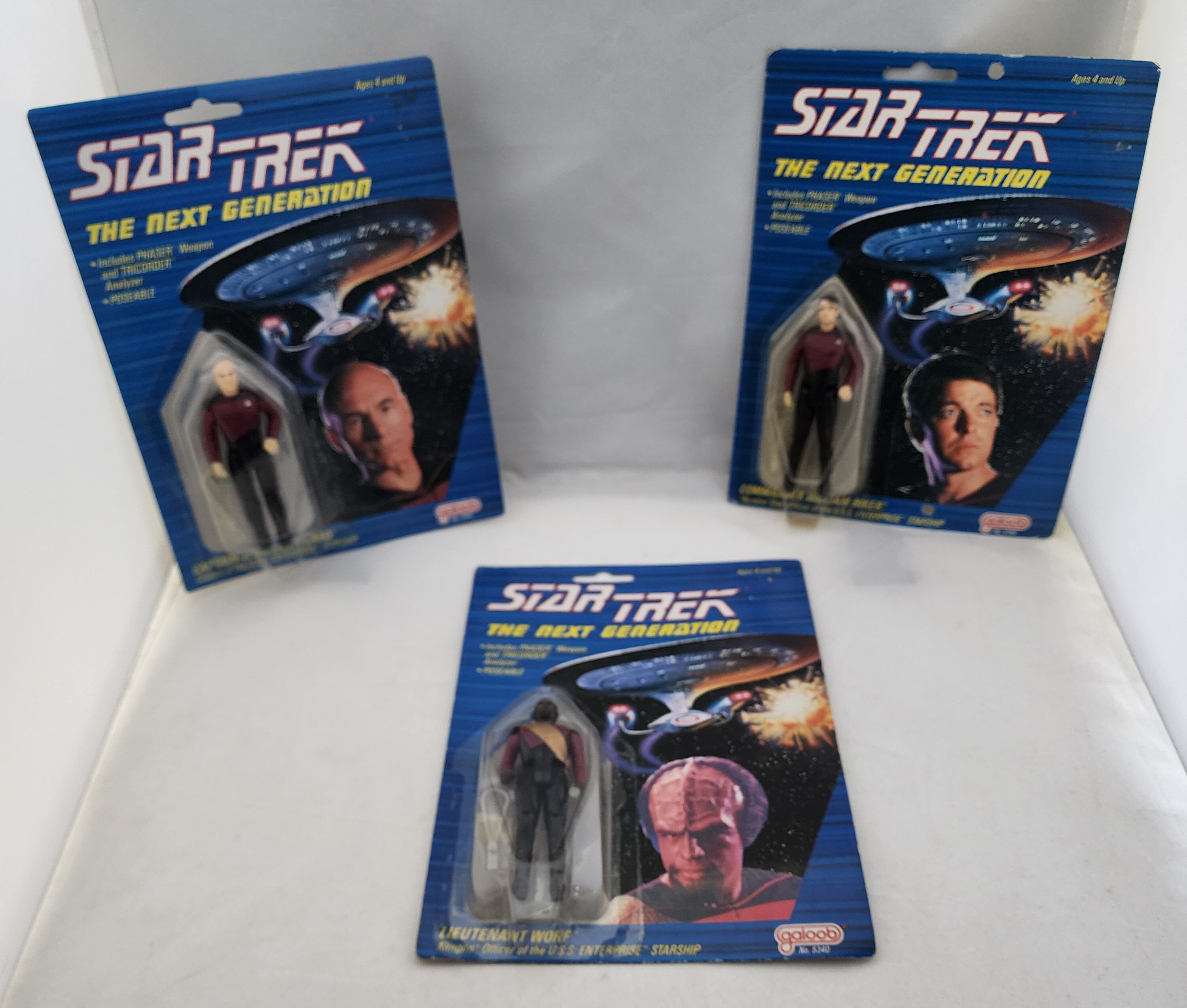 Star Trek Next Generation Galoob Lot Picard-riker-worf Action Figures ...