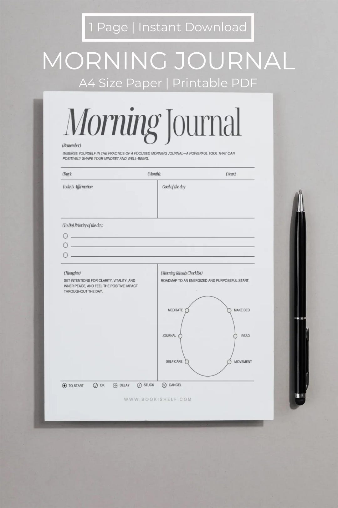 Morning Journal Template | Daily Planner Printable | Mindfulness ...