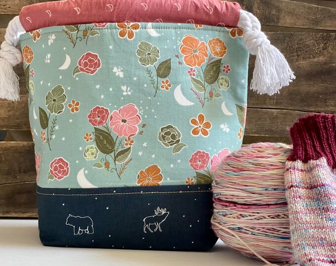 Summer Project Bag, Camping Project Bag, Sock Knitting Bag, Knitting ...