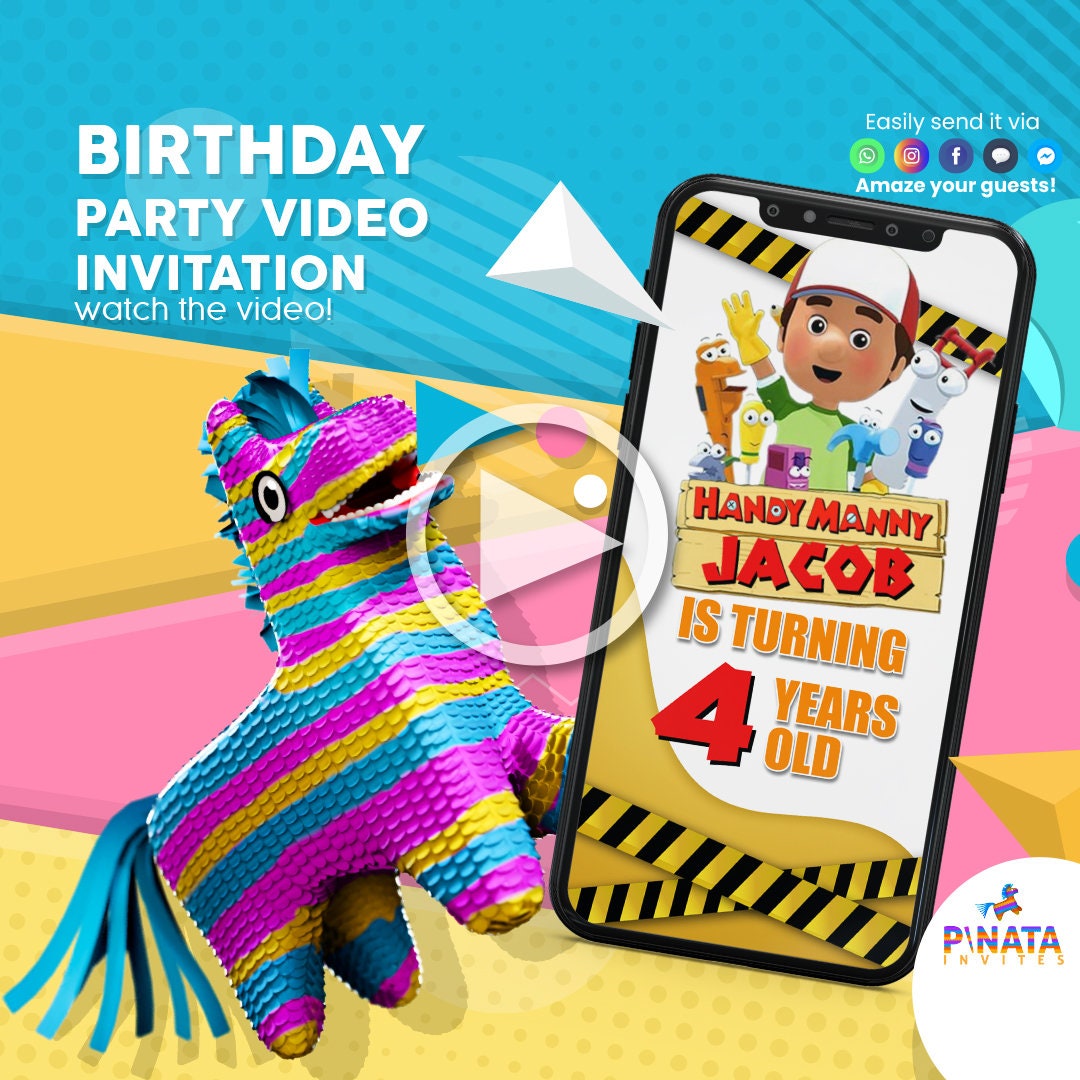Invitations Boy birthday Invitation Handy Manny Birthday Video ...