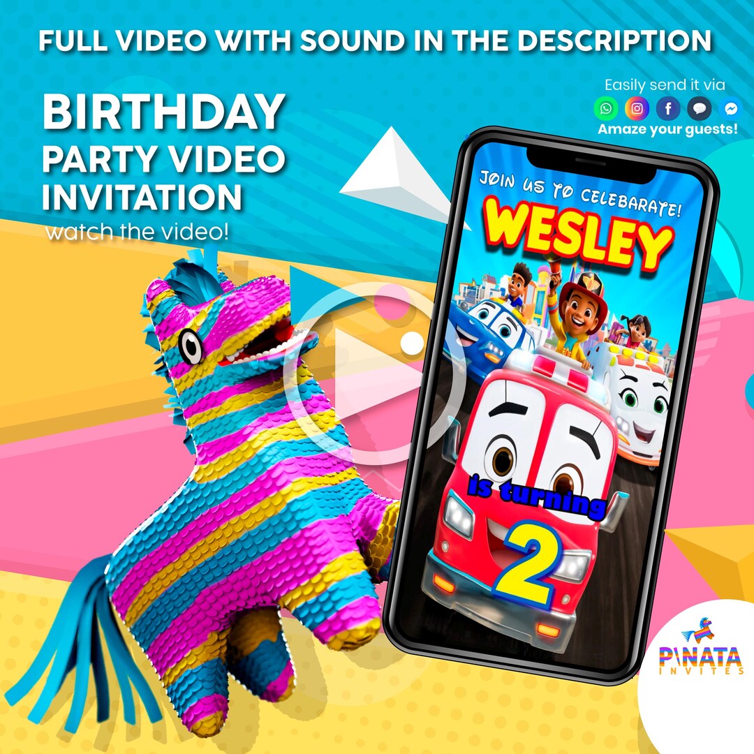 Firebuds Video Invitation: Animated Birthday Party Invite (MP4) - Etsy