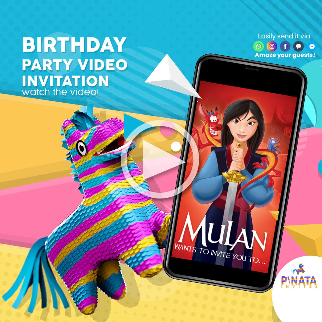 Mulan Invitation, Mulan Video Invitation, Mulan Invite, Mulan Birthday ...