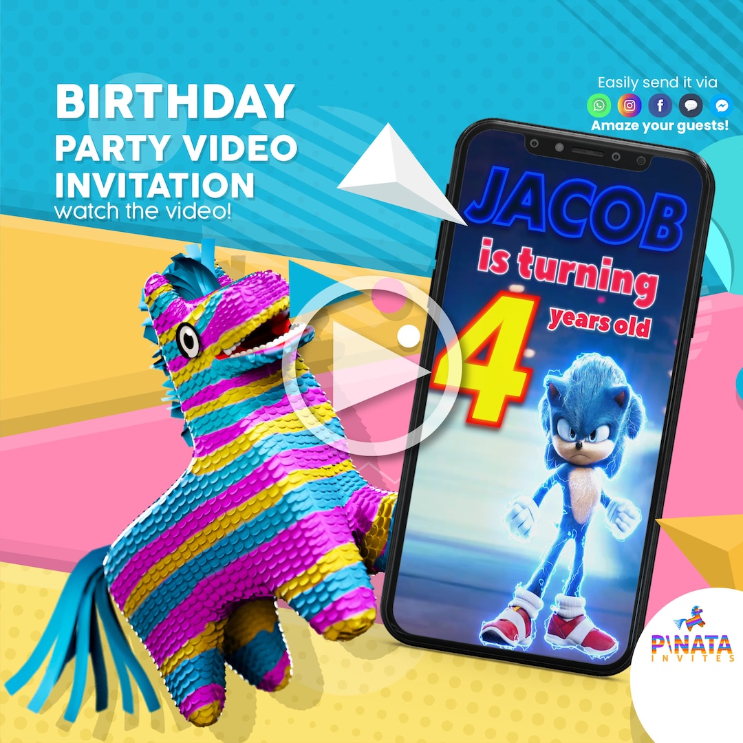 Sonic Invitation, Sonic Video Invitation, Sonic the Hedgehog Invite ...
