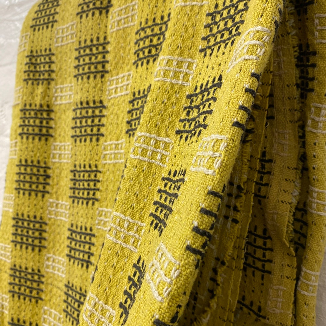 Textured Yellow Vintage Fabric, Grid/check Pattern - Etsy