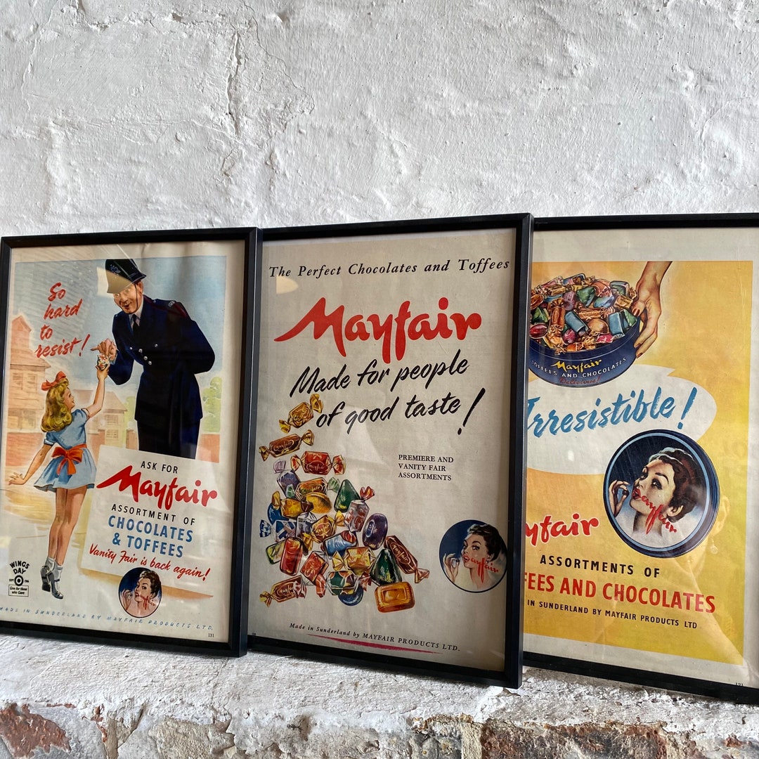 1950s Adverts Art Mayfair Toffees and Chocolates Magazine Posters ...