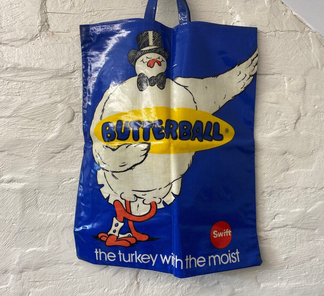 Vintage Tote turkey With the Moist Plastic Tote Bag, Retro Butterball ...