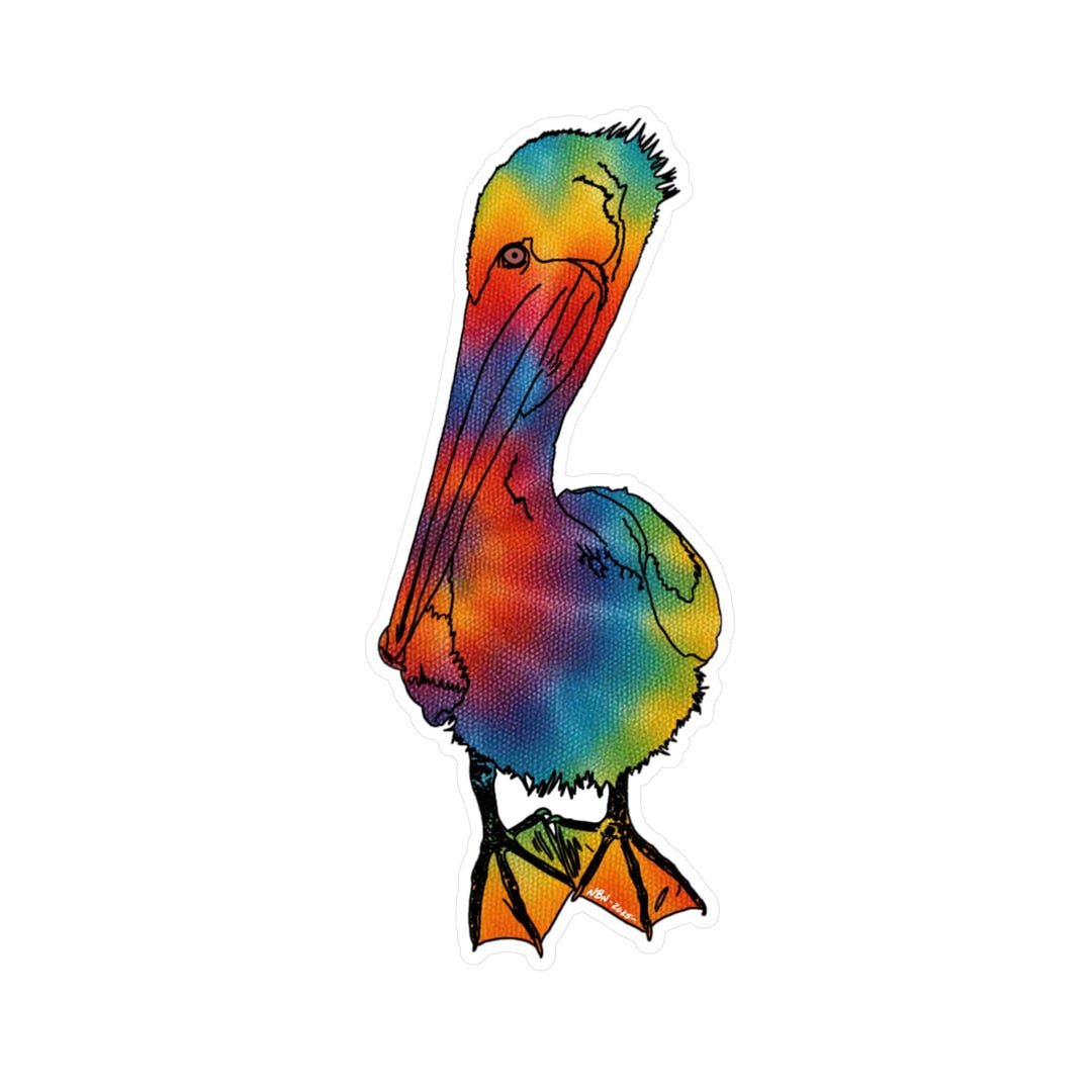 Scamp the Pelican Sticker (80s and Tie Dye) - Etsy