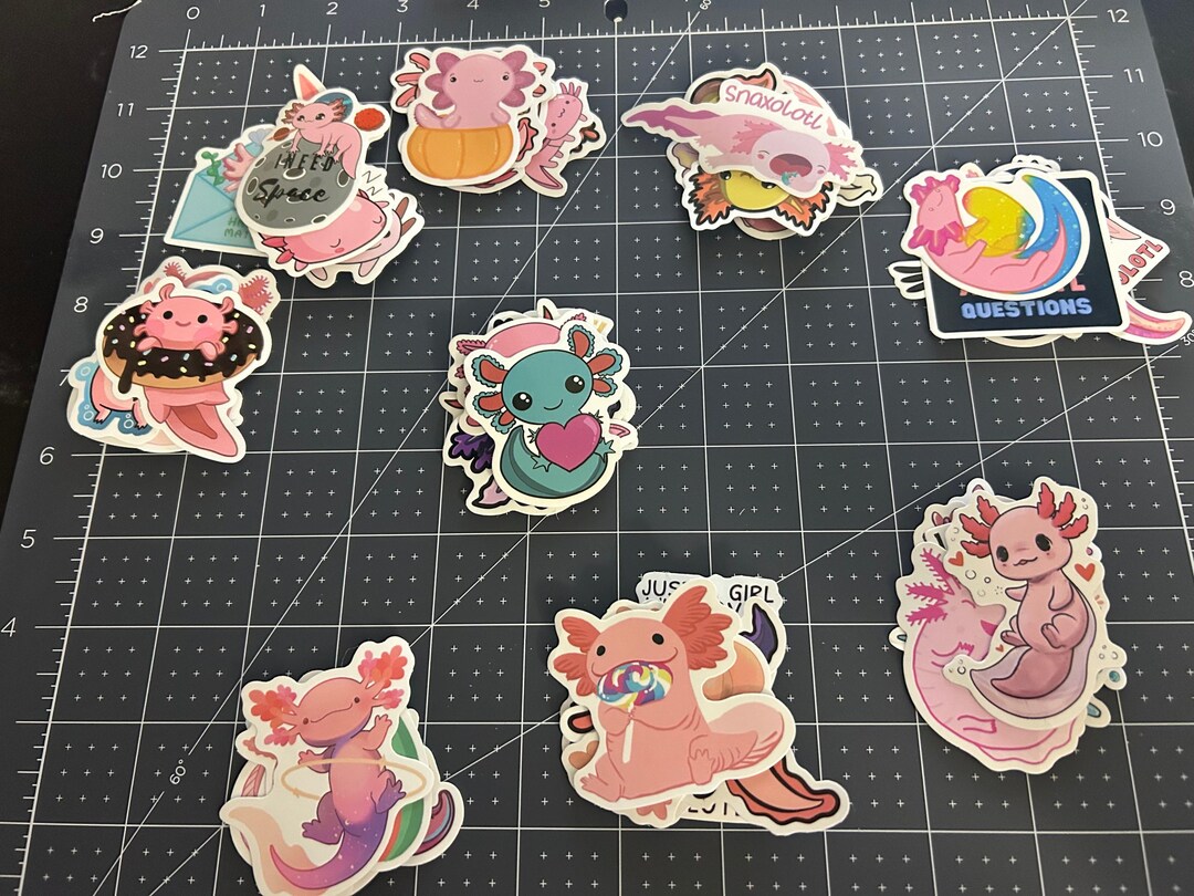 Axolotl Sticker Pack, Axolotl Random 5 Sticker. Cute Axolotl, - Etsy