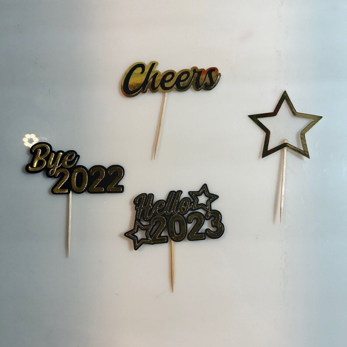 Happy New Year Cake Topper, Cupcake Toppers, Bye 2023, Hello 2024, 2024 ...
