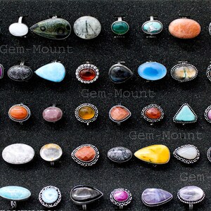 100 Pcs Lot of Multi Gemstone Ring Mix Shape and Size Silver Plated ...