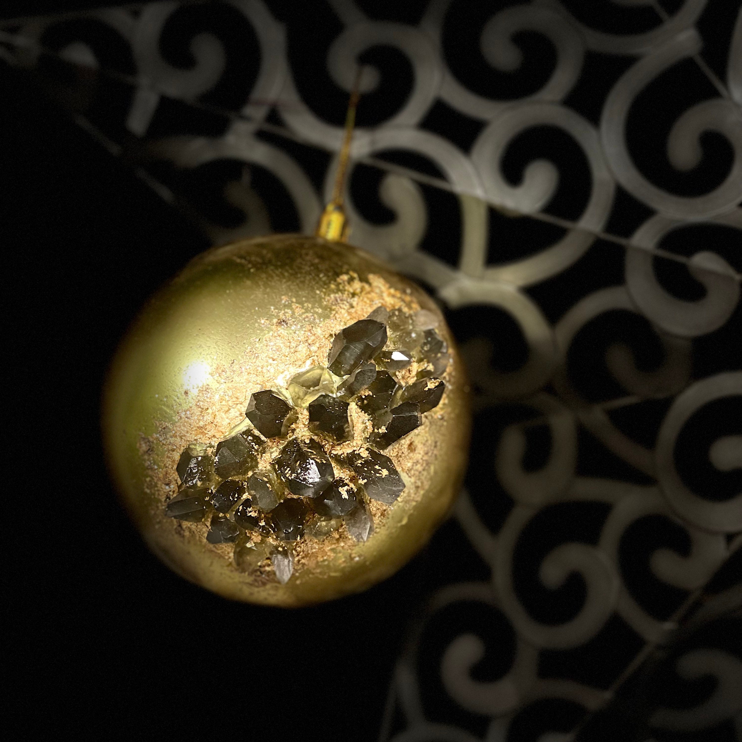 Large Gold Ornament With Grey Crystal - Etsy