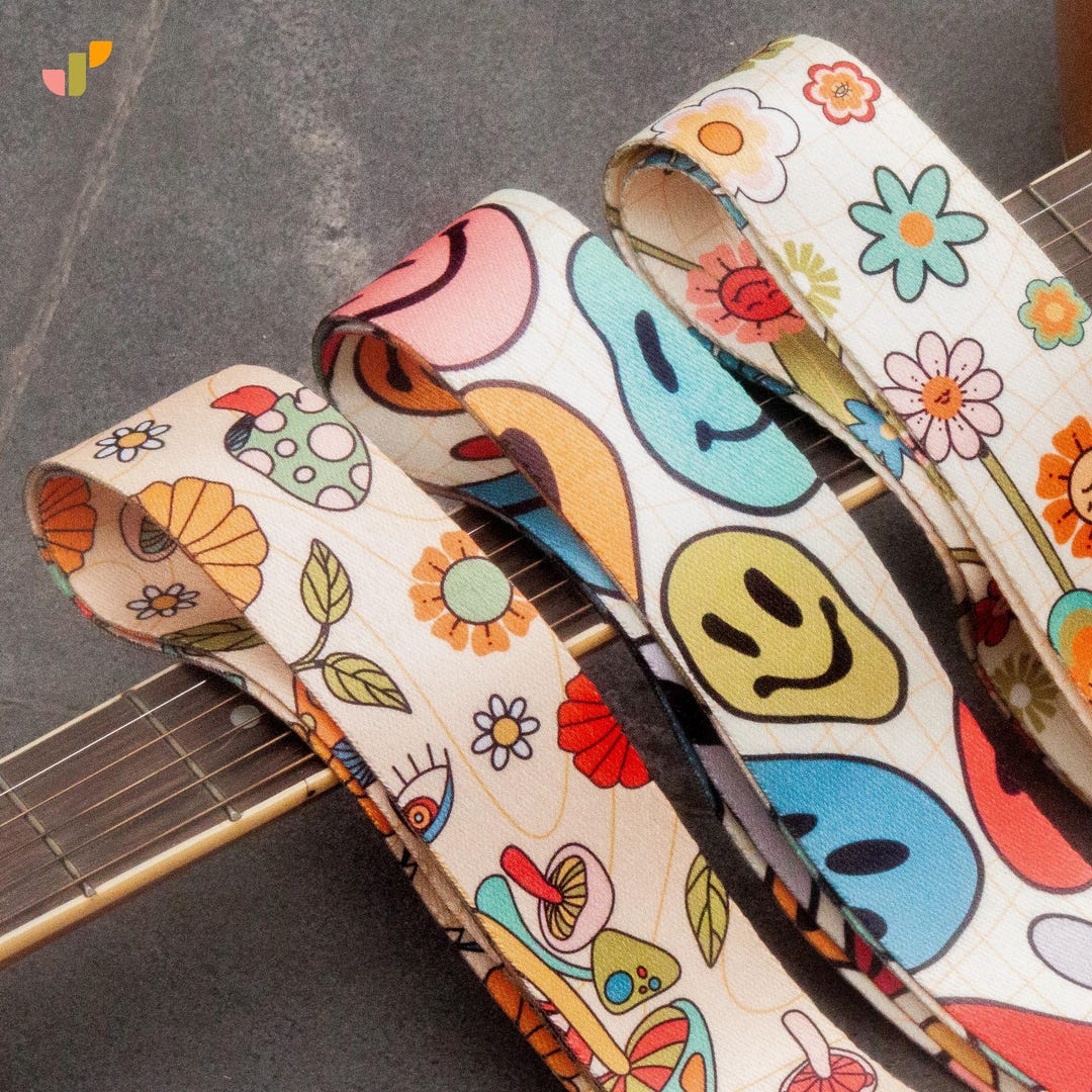 Groove Trip Guitar Strap, Smiley Face Guitar Strap, Trippy Psychedelic ...