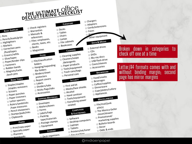 Ultimate Office Declutter Checklist | Printable | PDF | Digital ...