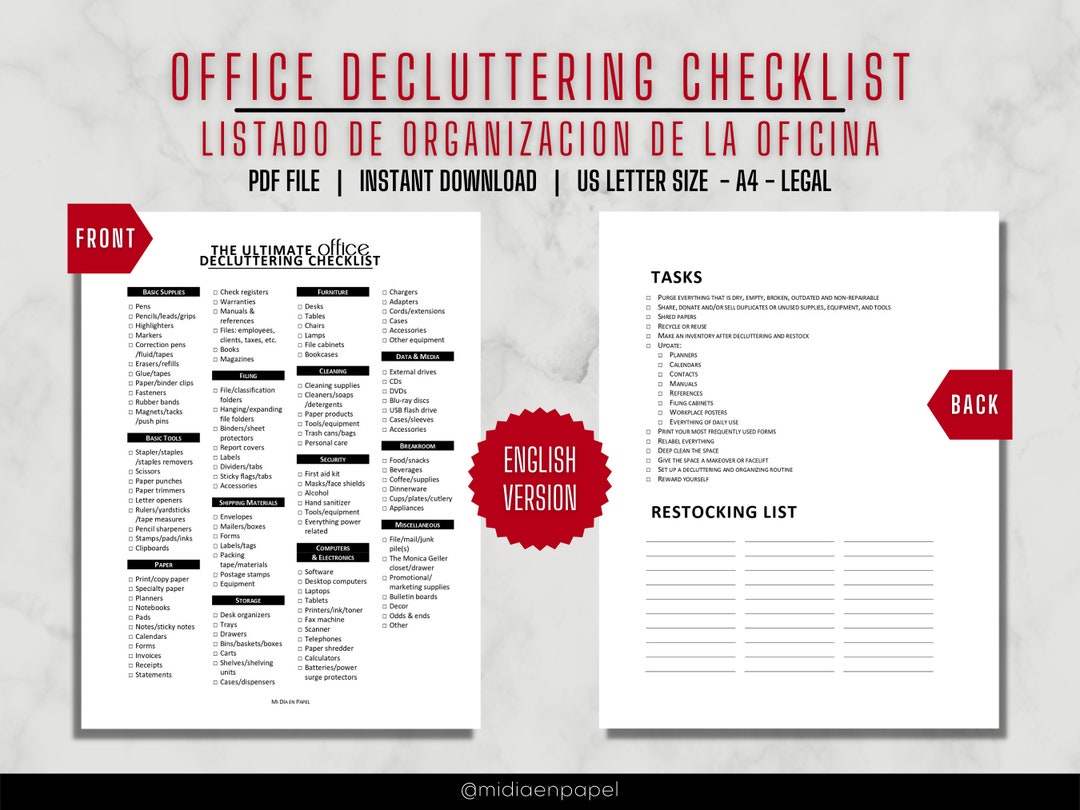 Ultimate Office Declutter Checklist | Printable | PDF | Digital ...
