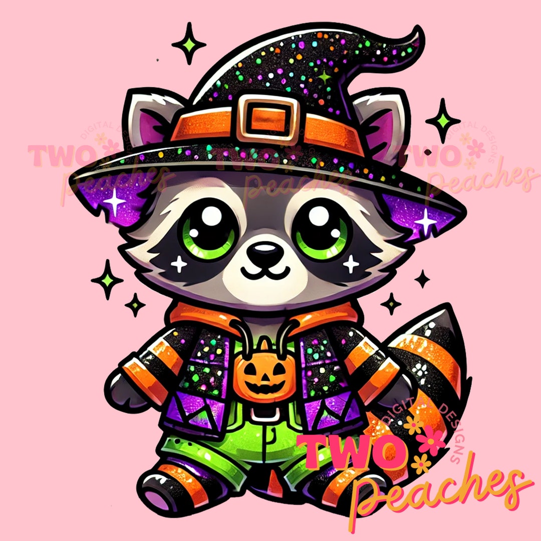 Halloween PNG, Witch, Cute, Raccoon Png, Spooky Season, Sticker Png ...