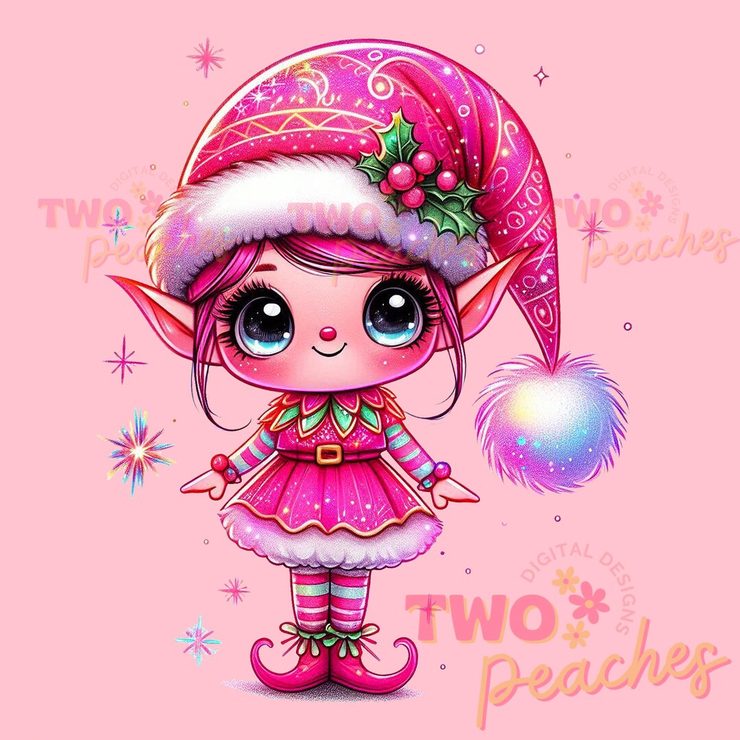 Merry Christmas Pink Elf PNG, Leopard Print, Sublimation Design ...
