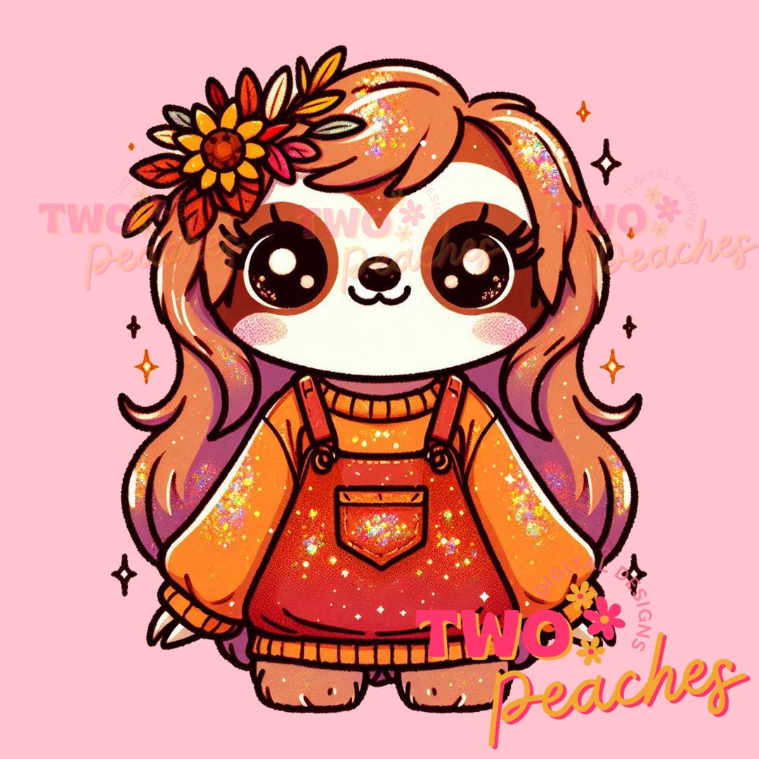 Cute Fall PNG, Cottagecore, Sloth Png, Autumn Pig, Boho Png, Sticker ...