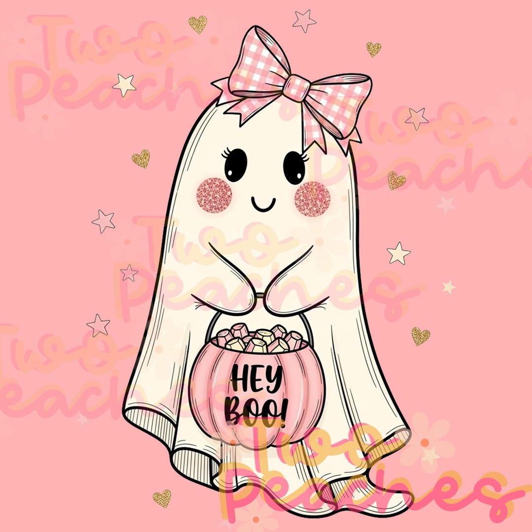 Girly Ghost PNG: Pink Bow, Spooky Halloween Clipart, Hey Boo, Coquette ...