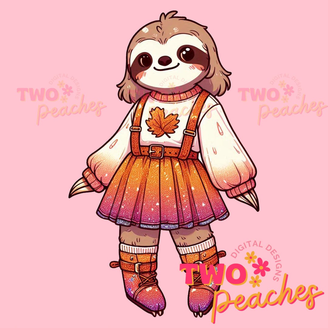 Cute Fall PNG, Cottagecore, Sloth Png, Autumn Pig, Boho Png, Sticker ...