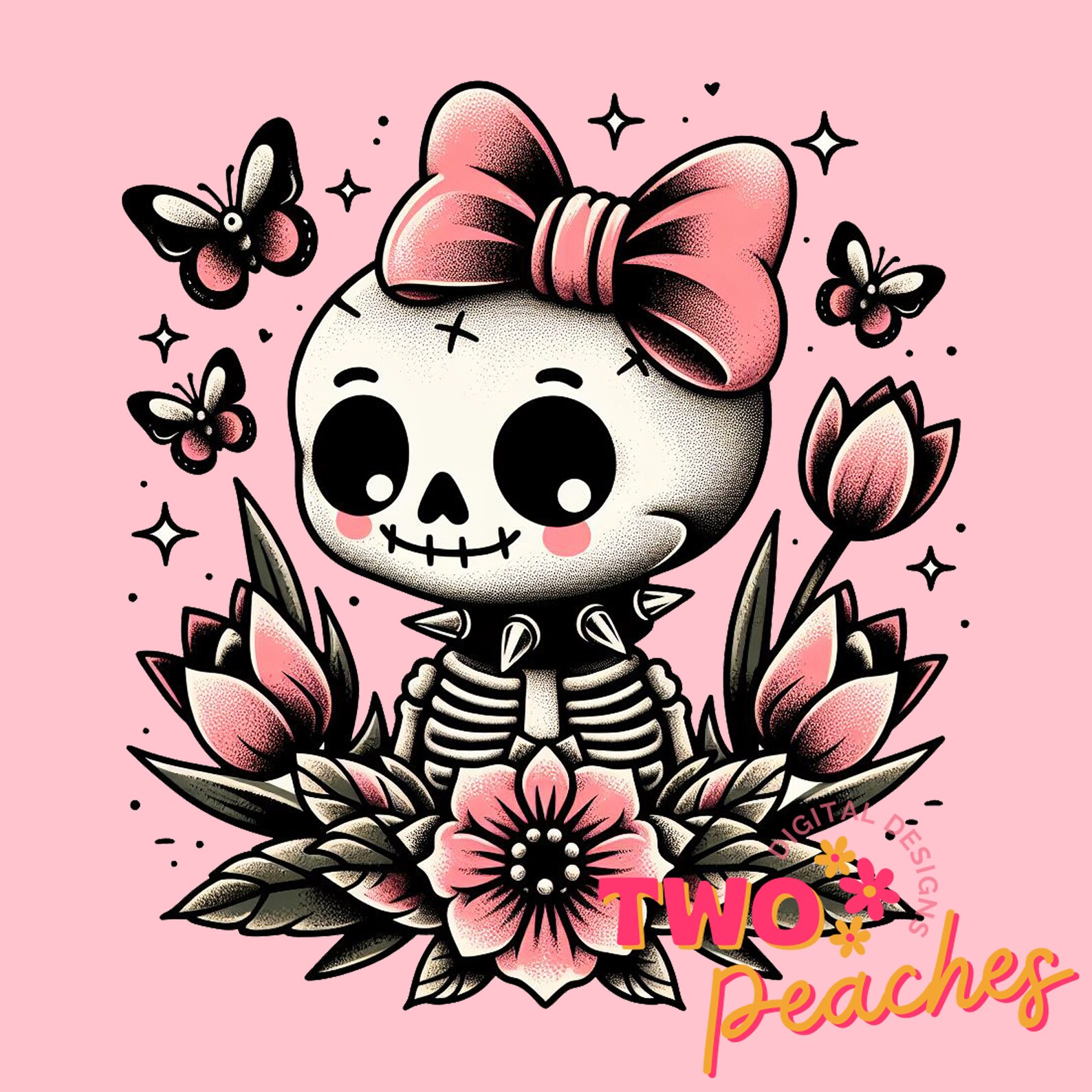 Coquette Skeleton Tattoo PNG: Retro Pink Design (digital Download) - Etsy