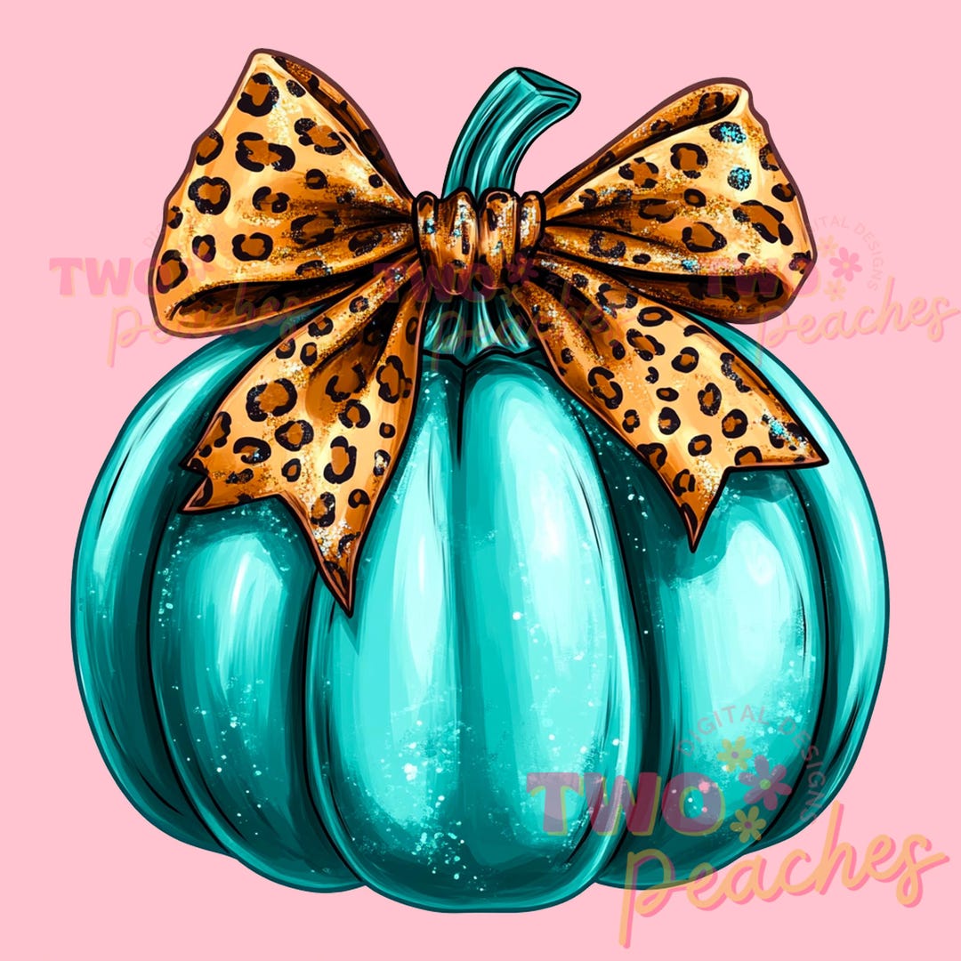 Glitter Pumpkin PNG: Leopard Bow, Fall Sublimation (digital Download ...
