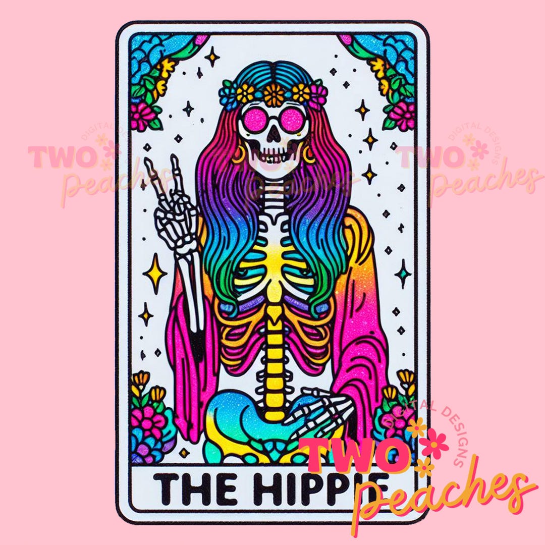 Hippie Skeleton Tarot Card PNG: Funny Witchy Design (digital Download ...