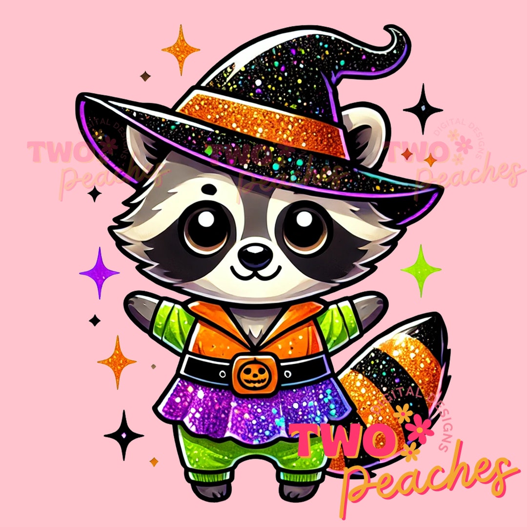 Halloween PNG, Witch, Cute, Raccoon Png, Spooky Season, Sticker Png ...