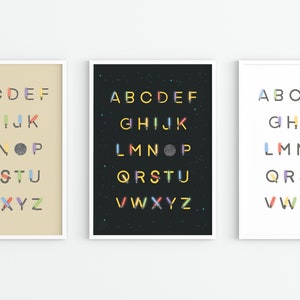 Set of 3 ABC Star Wars Posters - Star Wars Lightsaber ABC - Star Wars ...