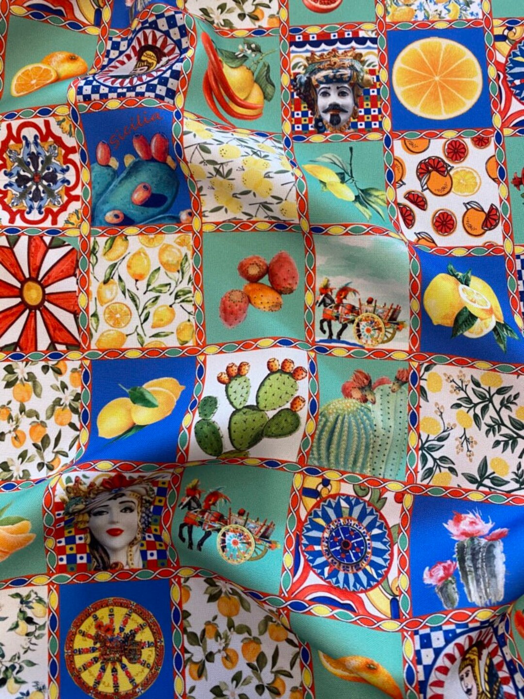 Sicilian Majolica Fabric Fabric Sicily TEXTILE DESIGN EXCLUSIVE by the ...