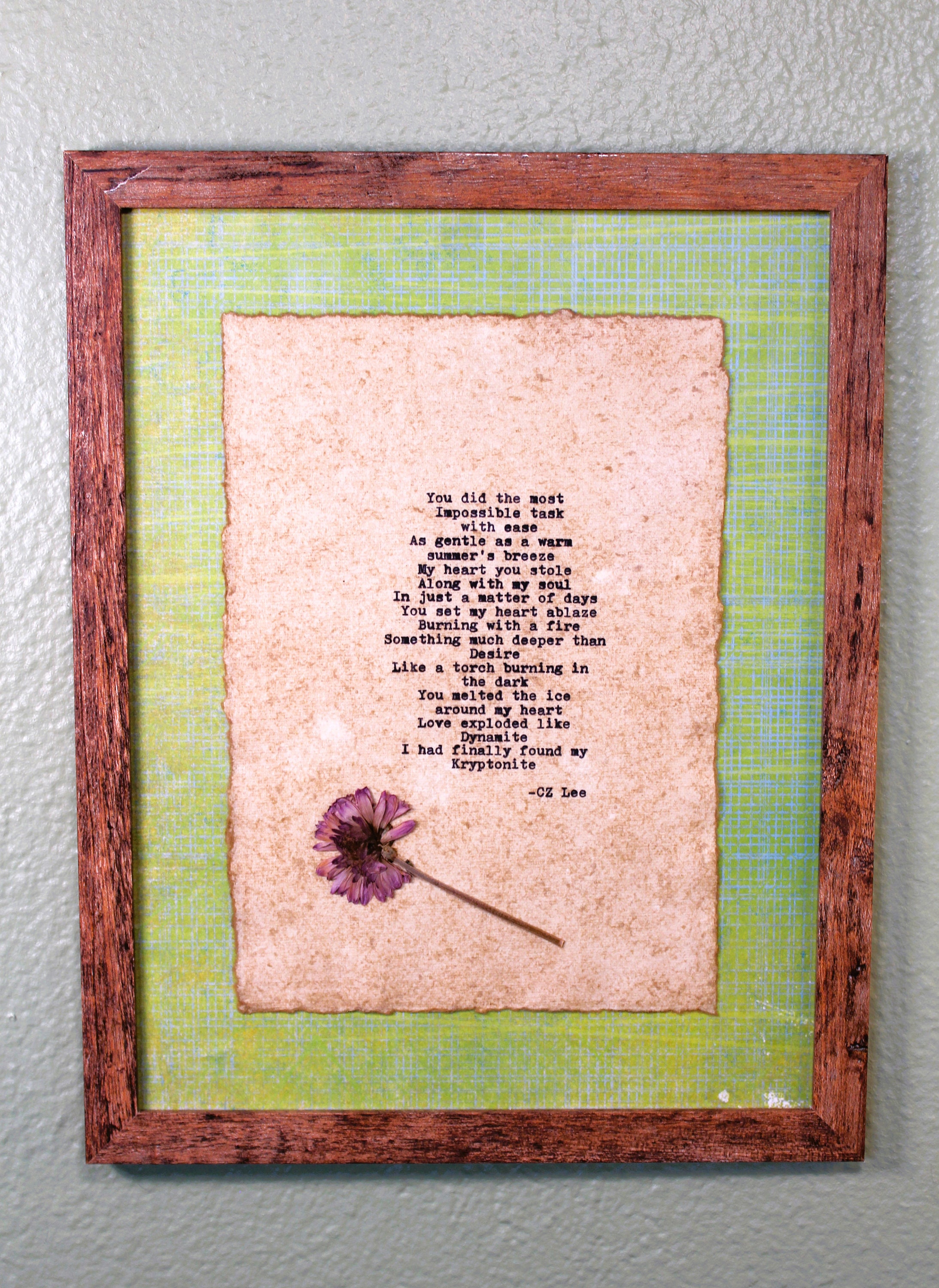 One of a Kind Handtyped Framed Poem, Typewriter Poem, Handmade Gift ...