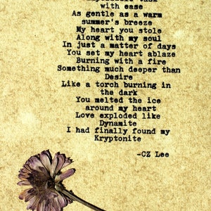 One of a Kind Handtyped Framed Poem, Typewriter Poem, Handmade Gift ...
