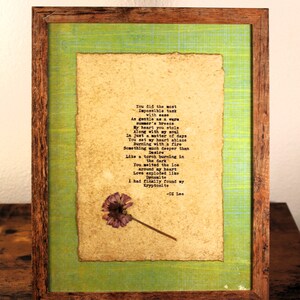 One of a Kind Handtyped Framed Poem, Typewriter Poem, Handmade Gift ...