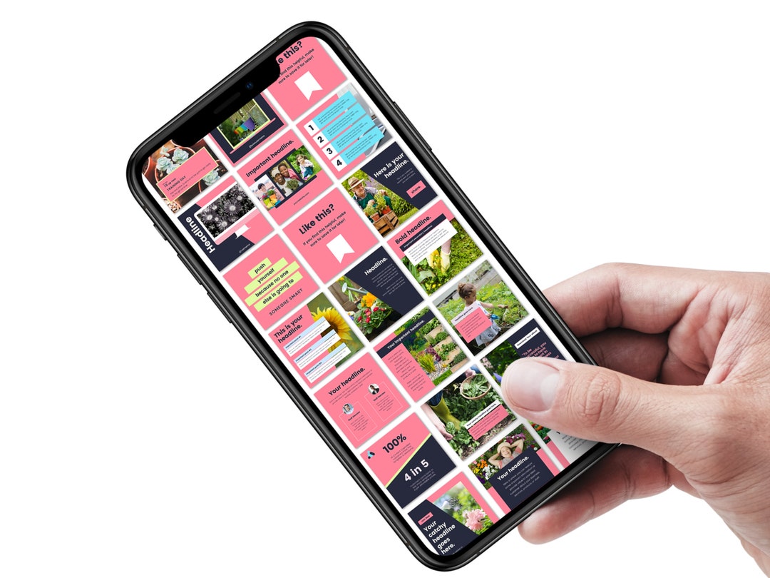 Navy & Dusty Pink Square Instagram Post Templates for Canva (insta ...