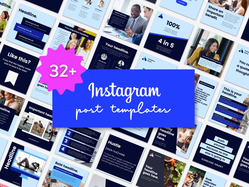 32+ Modern Light Blue and Bold Navy Instagram Posts (canva Template ...