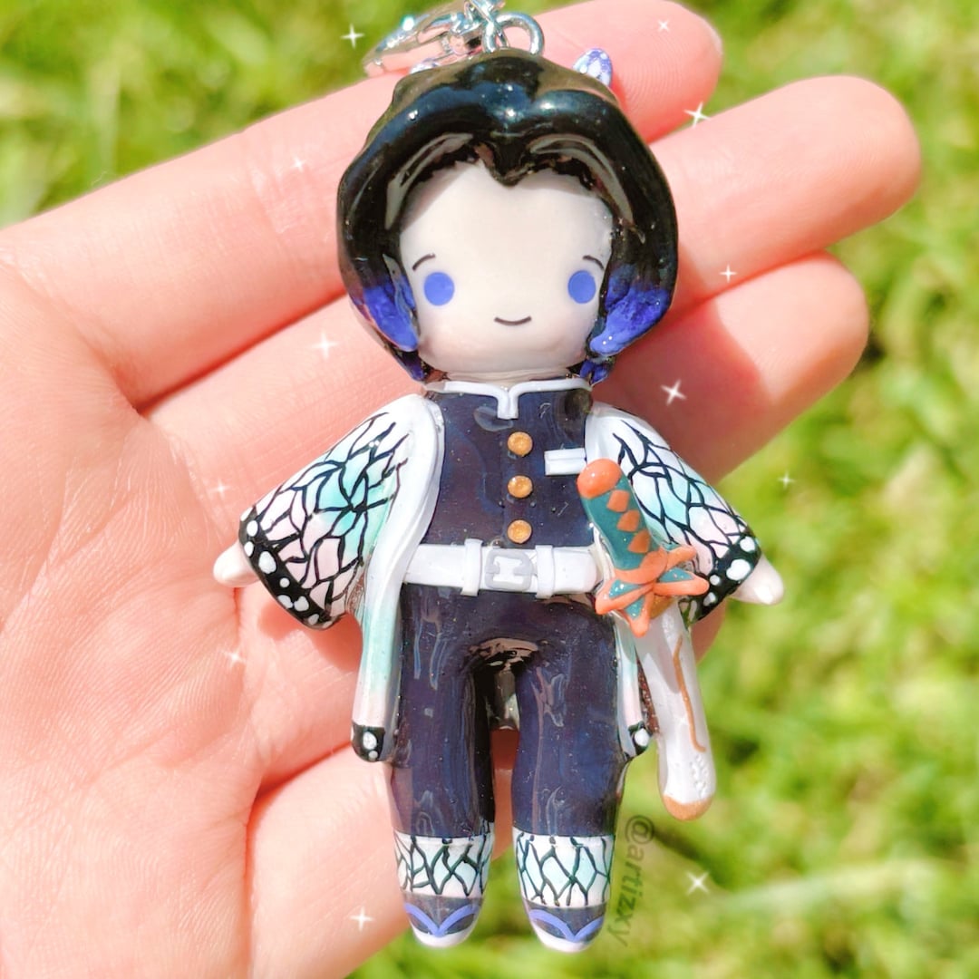 Shinobu Kocho Demon Slayer Chibi Figurine Handmade Polymer Clay Charms ...
