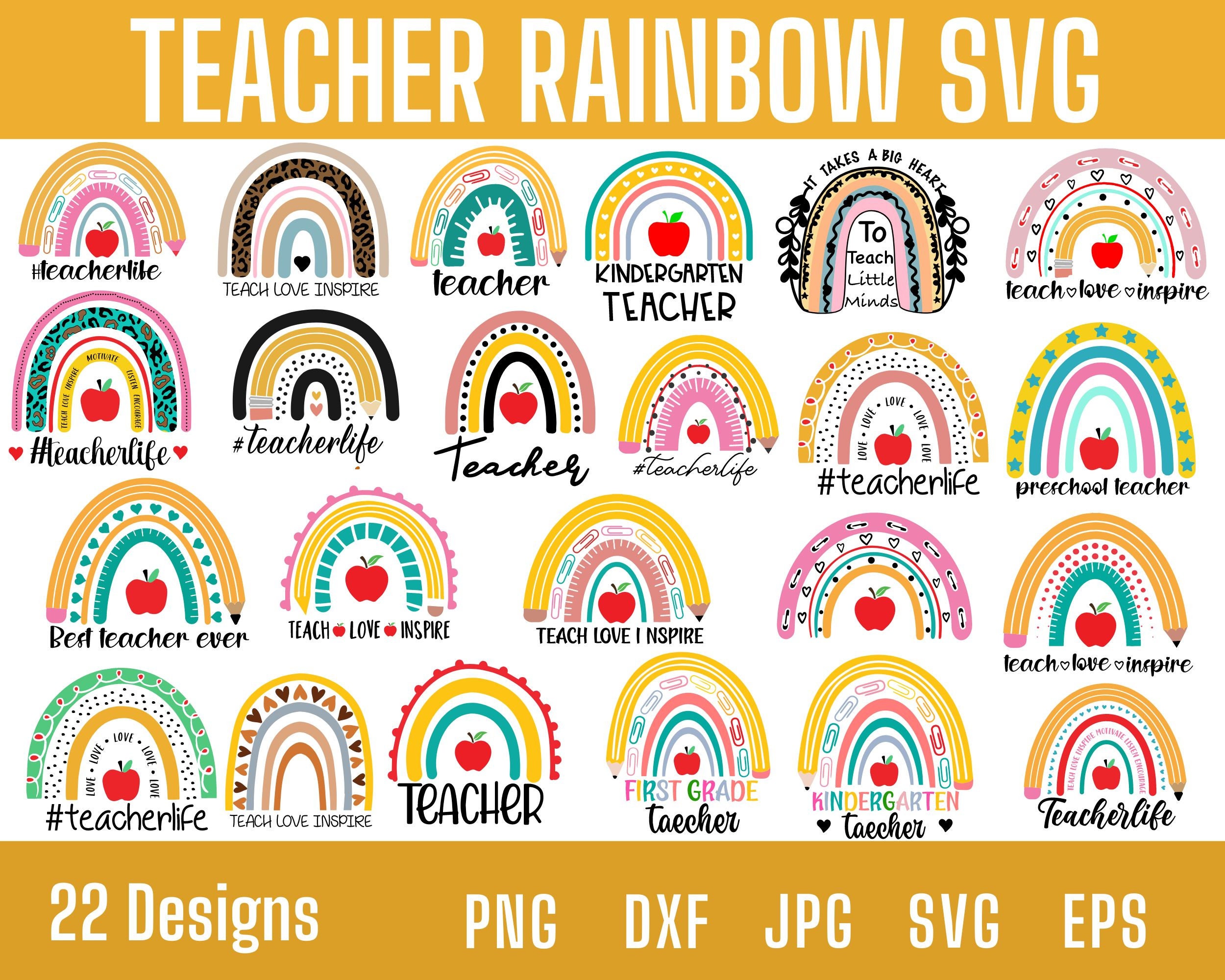 Teacher Rainbow Svg Bundle Teacher Rainbow Png SVG Teacher - Etsy UK