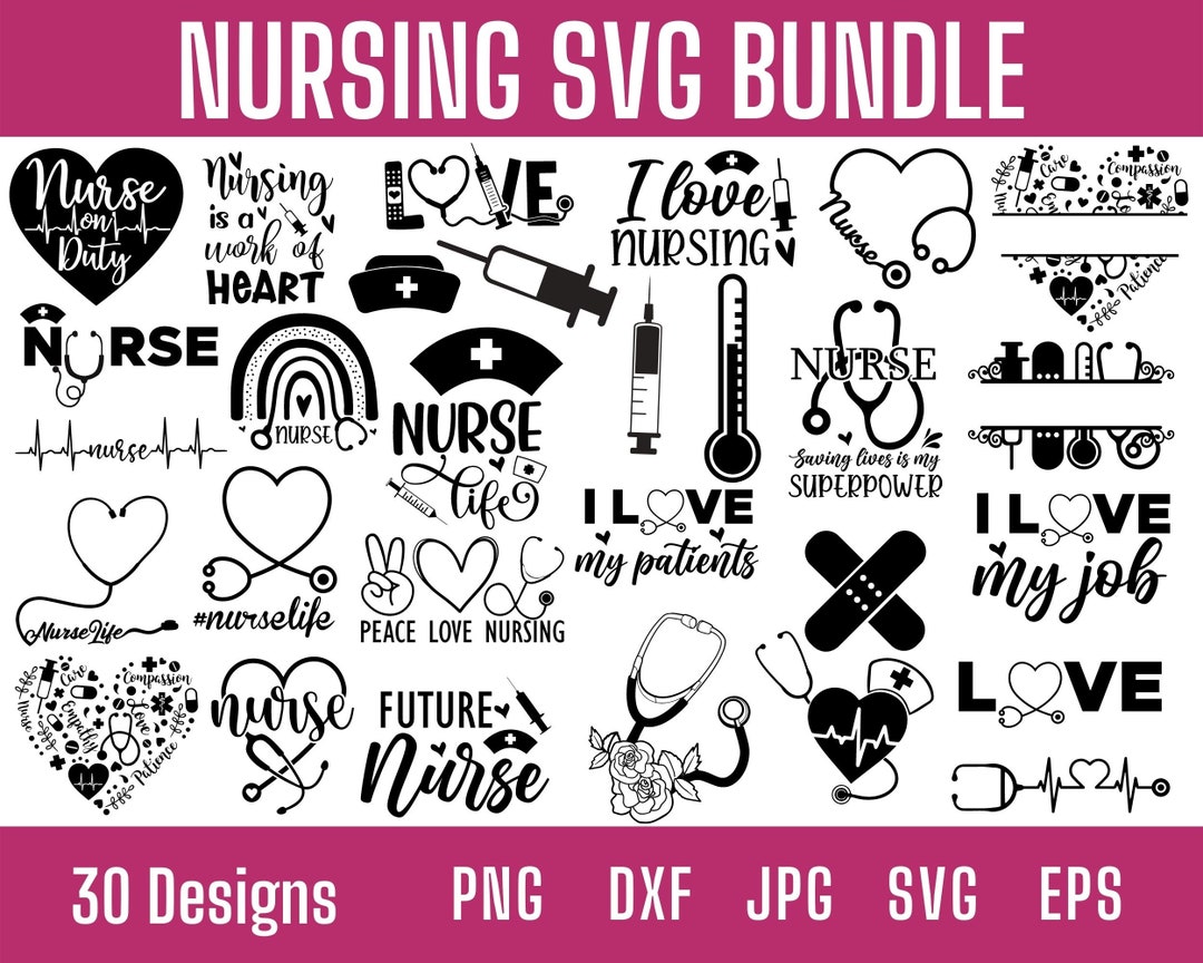 30 Nursing Split Monogram Svg, Nurse Svg Bundle, Nursing Svg ...
