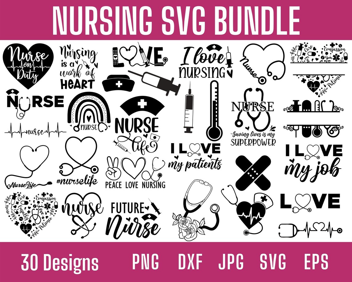 30 Nursing Split Monogram Svg Nurse Svg Bundle Nursing Svg - Etsy