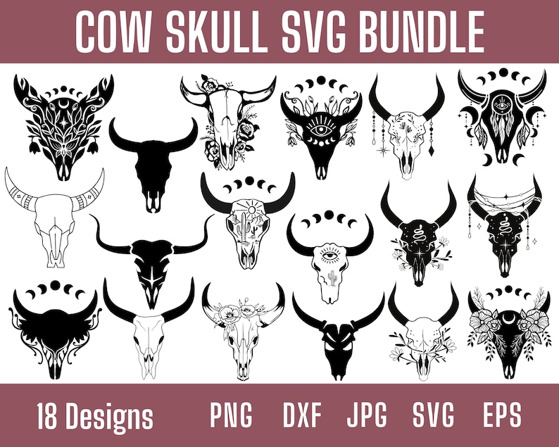Cow Skull Svg Highland Cow Svg Cow Head Svg Longhorn Svg - Etsy