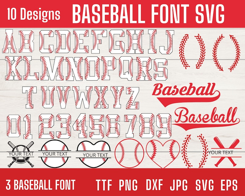 Baseball Font Svg Bundle Baseball Font With Stitches Baseball - Etsy