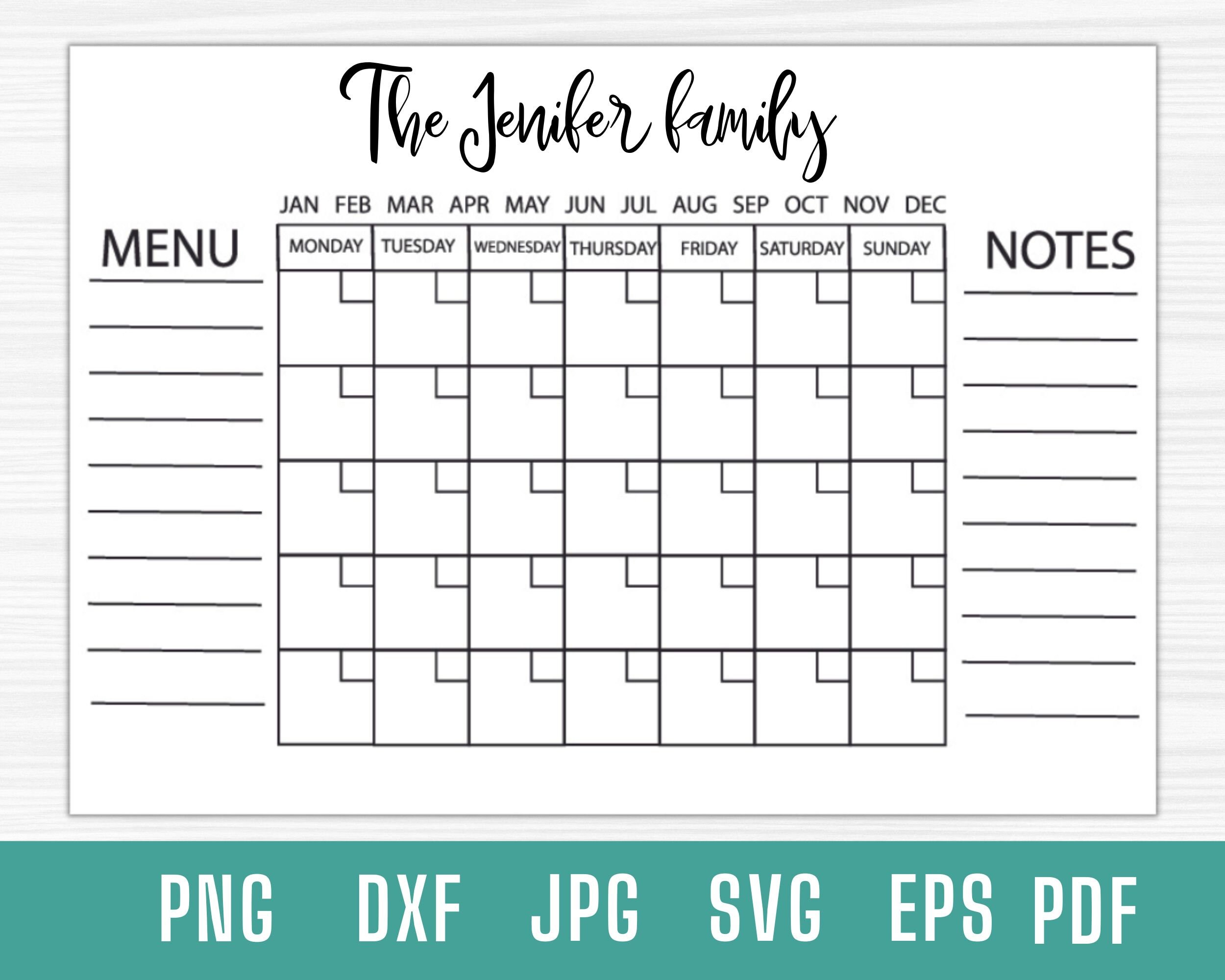 Family Calendar Svg Acrylic Calendar Digital Svg Calendar - Etsy