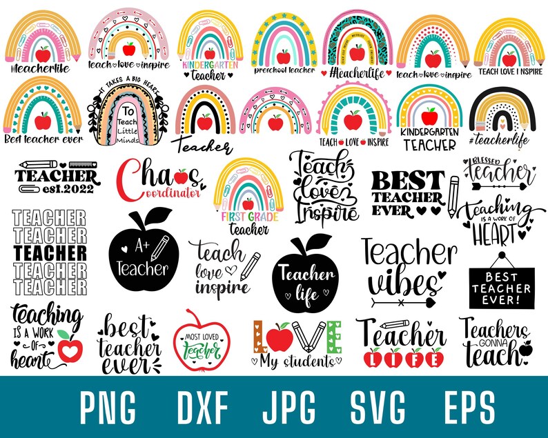 Teacher Rainbow Svg Bundle Teacher Rainbow Png SVG Teacher - Etsy