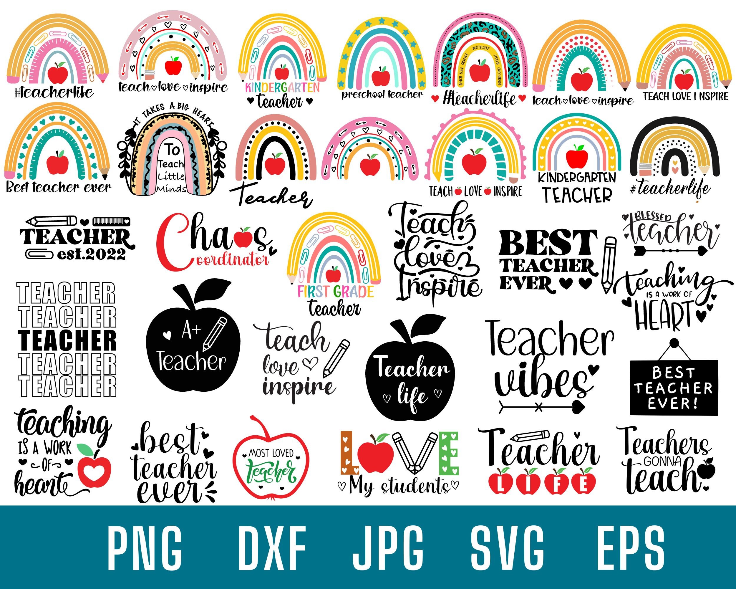Teacher Rainbow Svg Bundle Teacher Rainbow Png SVG Teacher - Etsy
