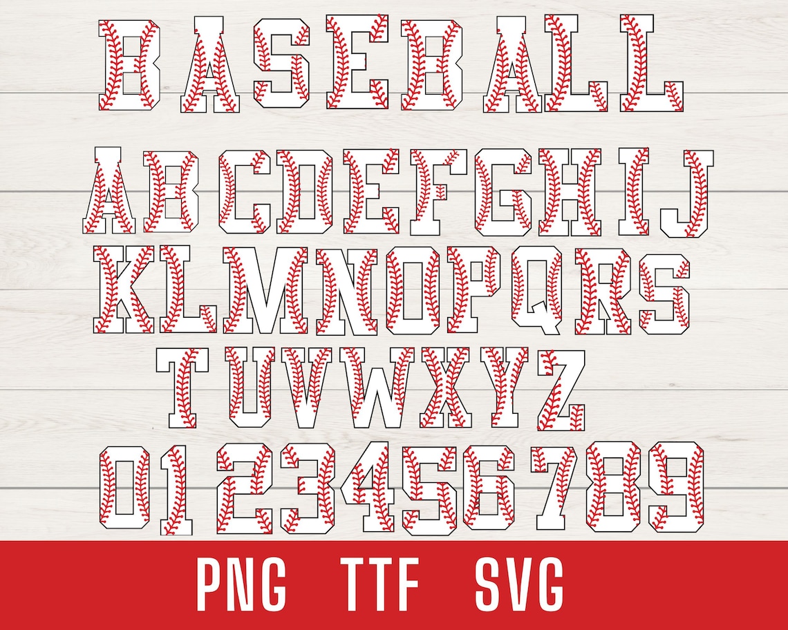 Baseball Font Svg Bundle Baseball Font With Stitches Baseball - Etsy