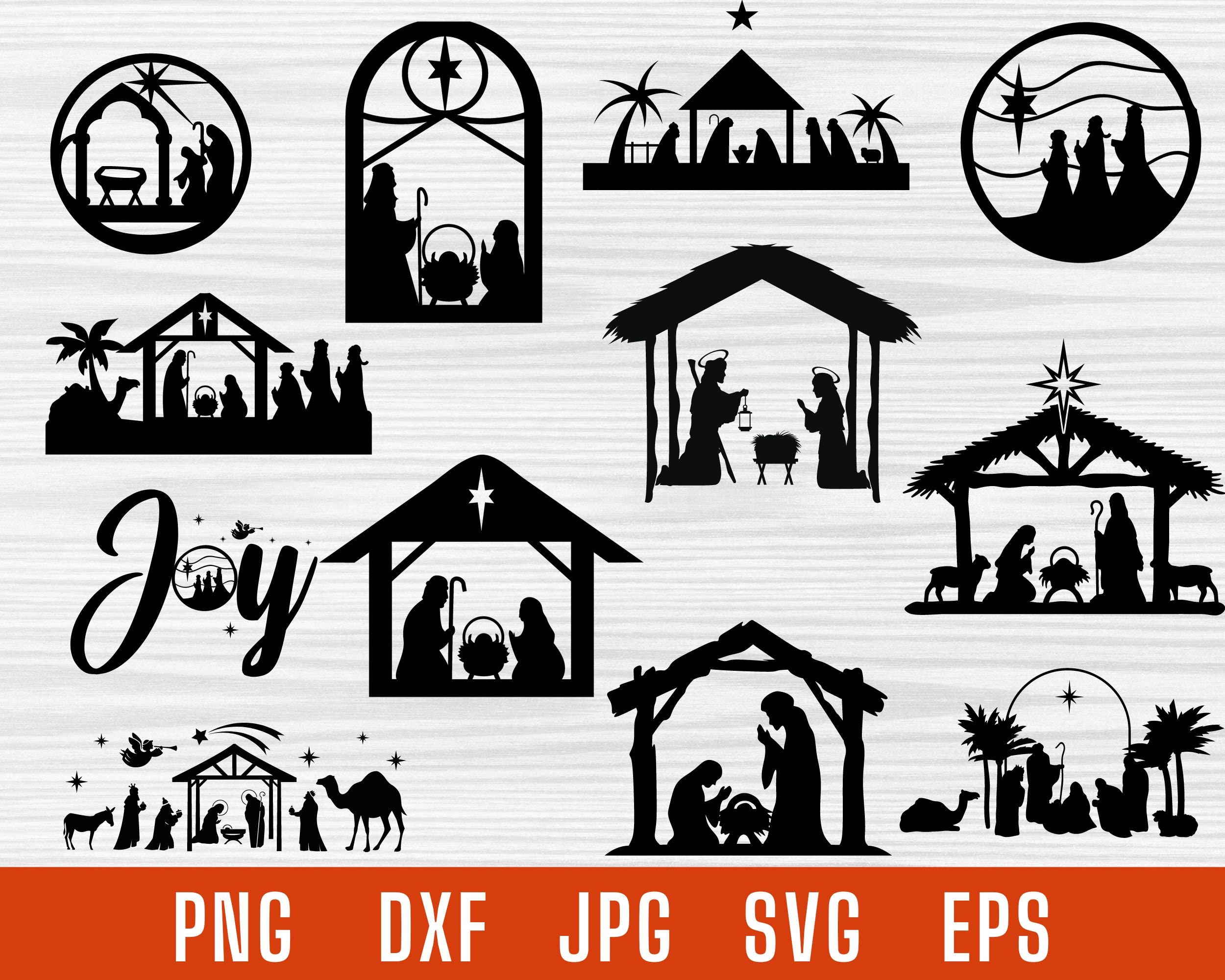 Nativity Scene Svg Bundle, Nativity Svg, Merry Christmas Svg, Christian ...