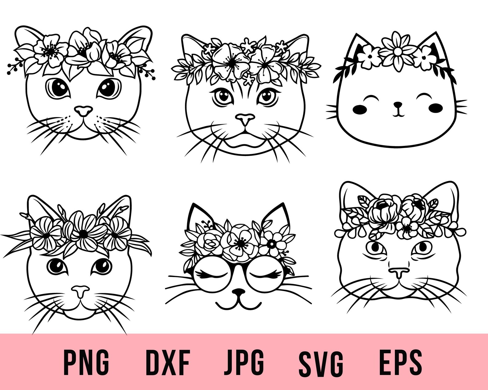 Cat Face Svg Cat Face Svg Bundle Cute Cat Svg Instant - Etsy