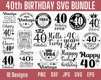 40th Birthday Svg, 40th Birthday Svg Bundle, 40th Birthday Png, 40 ...