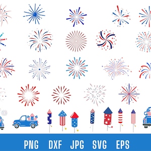 Firework Svg Bundle, 4th July of Fireworks, New Year Svg, USA Firework ...