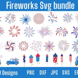 Firework Svg Bundle, 4th July of Fireworks, New Year Svg, USA Firework ...
